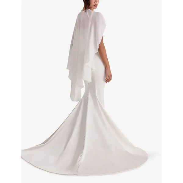 House Of Cb Alena Asymmetric Silk Shawl