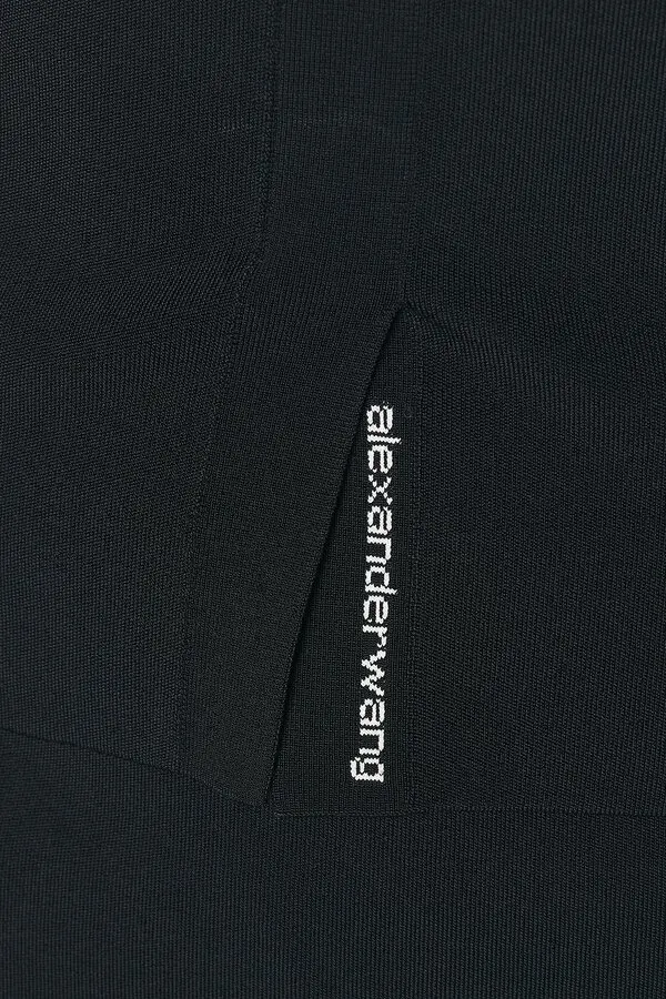 Alexander Wang Long Sleeve Polo Top With Embroidered Logo - Black