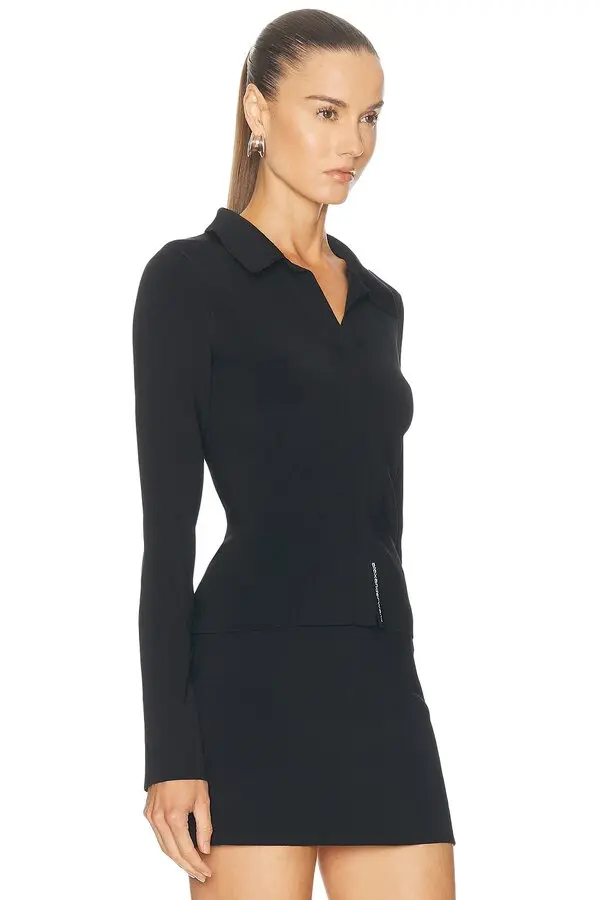 Alexander Wang Long Sleeve Polo Top With Embroidered Logo