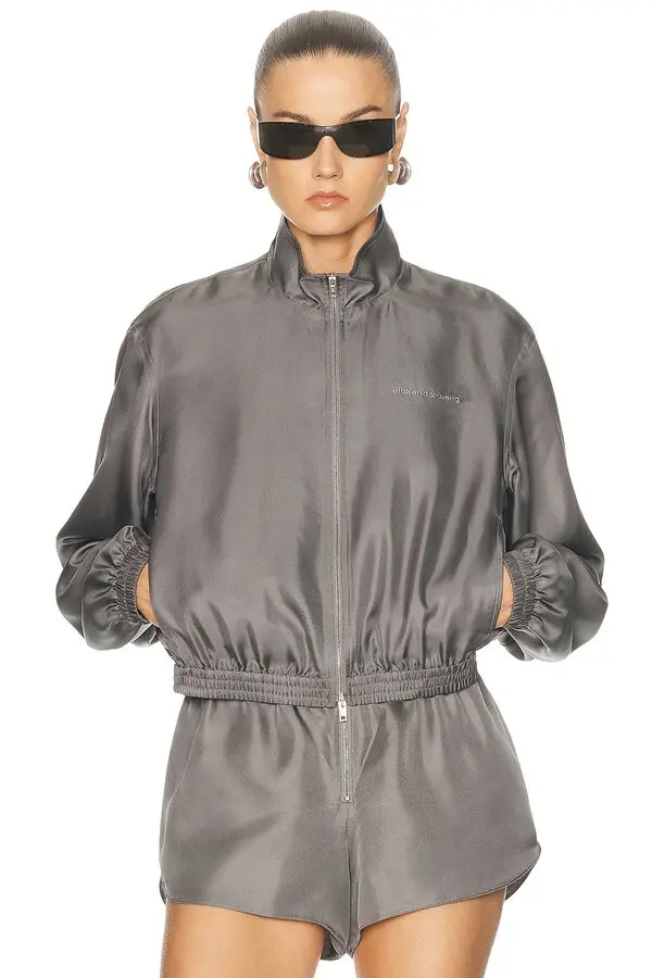 Alexander Wang Cropped Track Jacket - Steel Gray