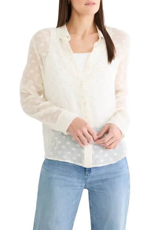 NIC+ZOE Aura Metallic Swiss Dot Button-up Top