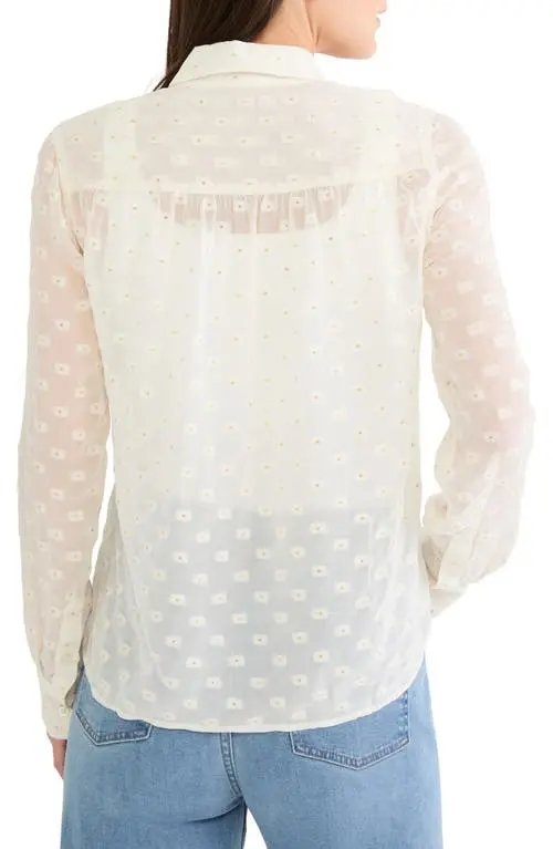 NIC+ZOE Aura Metallic Swiss Dot Button-up Top