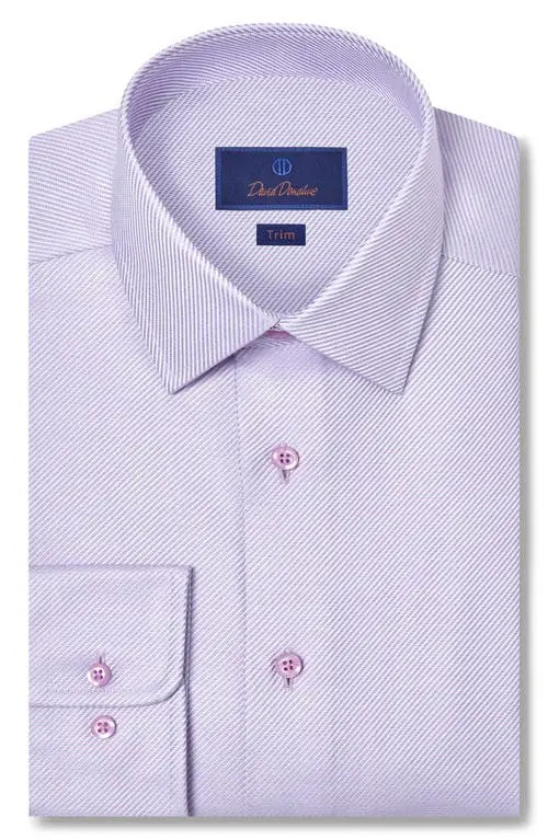 David Donahue Trim Fit Textured Twill Cotton Dress Shirt - Berry