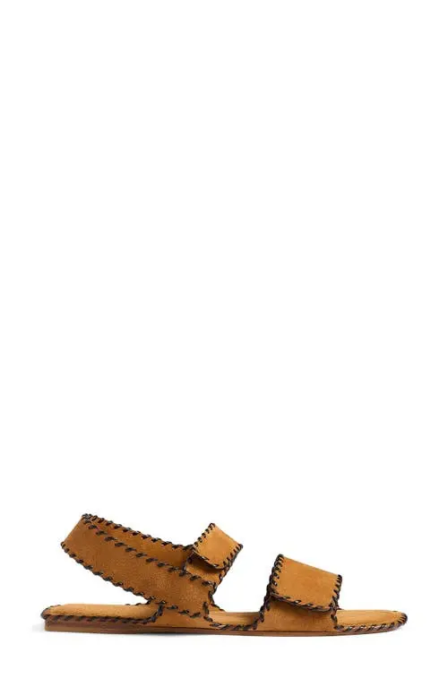 Khaite Boden Whipstitch Slingback Sandals - Caramel