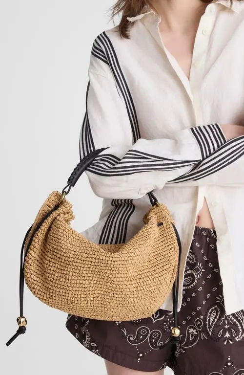 Madewell The Camren Gathered Shoulder Bag In Raffia