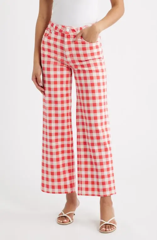 Rails Getty High Waist Crop Wide Leg Jeans - Tomato Gingham