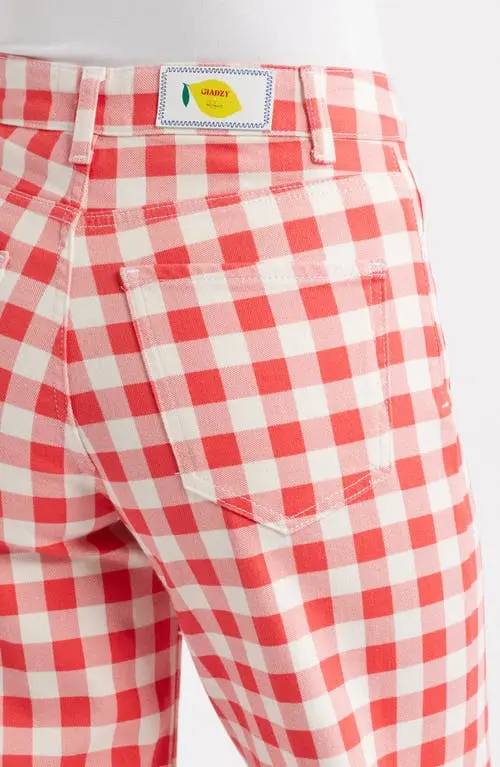 Rails X Giadzy Getty High-waist Crop Wide-leg Jeans - Tomato Gingham