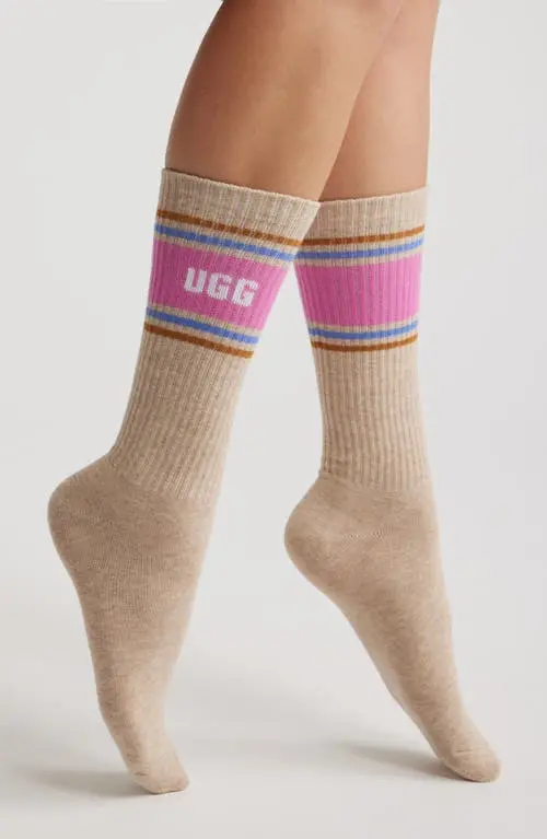 UGG Jedlyn Varsity Crew Socks - Sand Heather/woodviolet