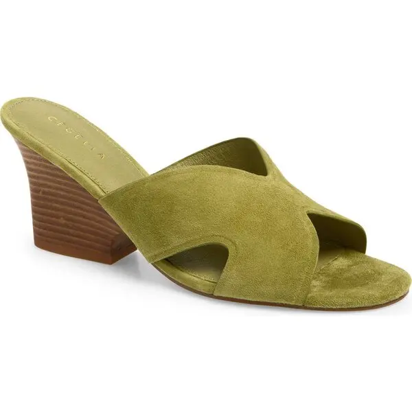 CECILIA NEW YORK Faye Wedge Slide Sandal - Evergreen