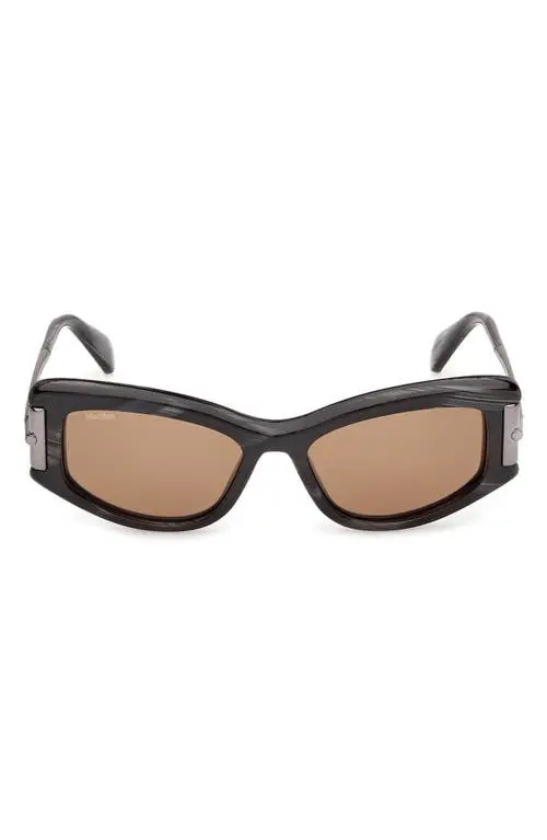 Max Mara 52mm Cat Eye Sunglasses - Black Horn/gunmetal/brown