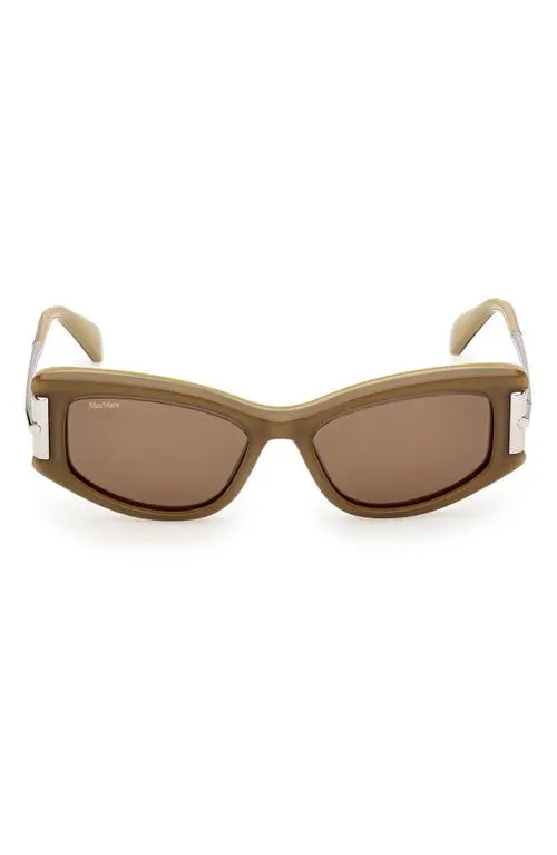 Max Mara 52mm Cat Eye Sunglasses - Green/palladium/brown