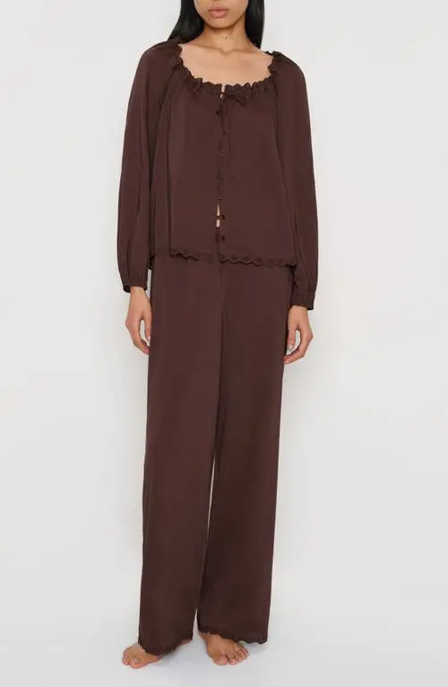REFORMATION Paloma Long Sleeve Pajamas - Cafe