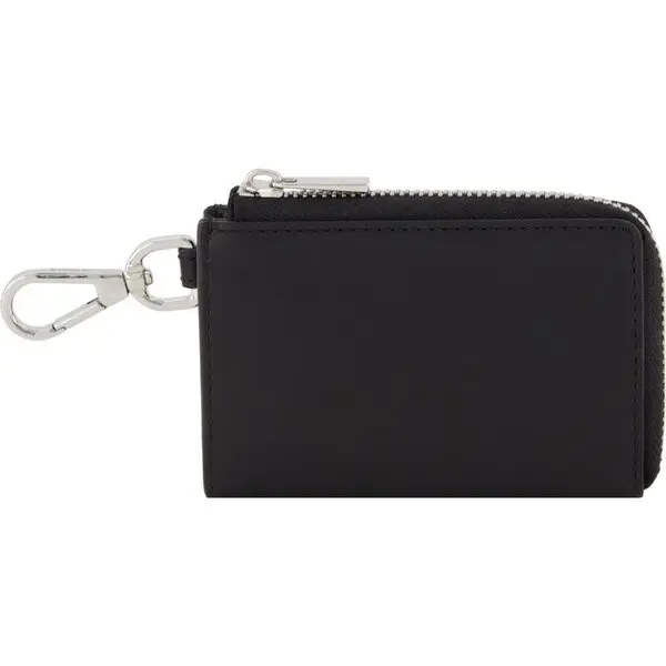 Vince Zip Top Leather Card Case - Black