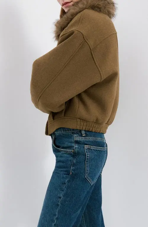 Mango Blouson Jacket With Faux Fur Collar