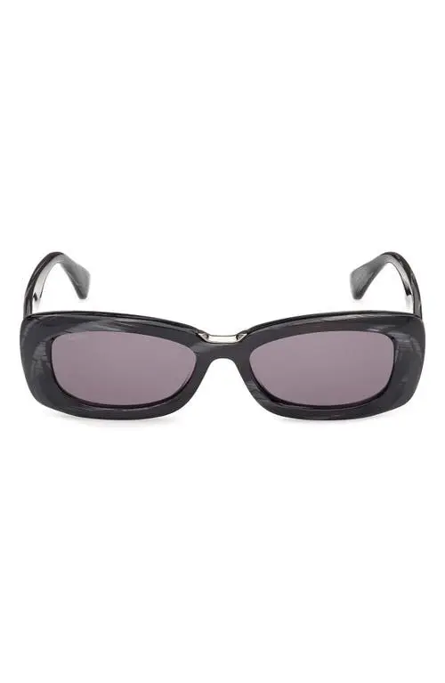 Max Mara 53mm Rectangular Sunglasses - Black Ruthenium/smoke