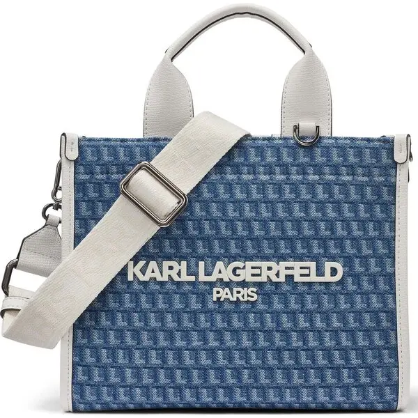 Karl Lagerfeld Paris Kristina Denim Jacquard Tote - Denim/white
