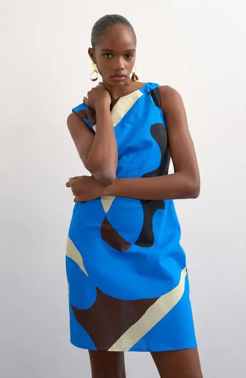 Topshop Sleeveless Abstract Print Mini Dress