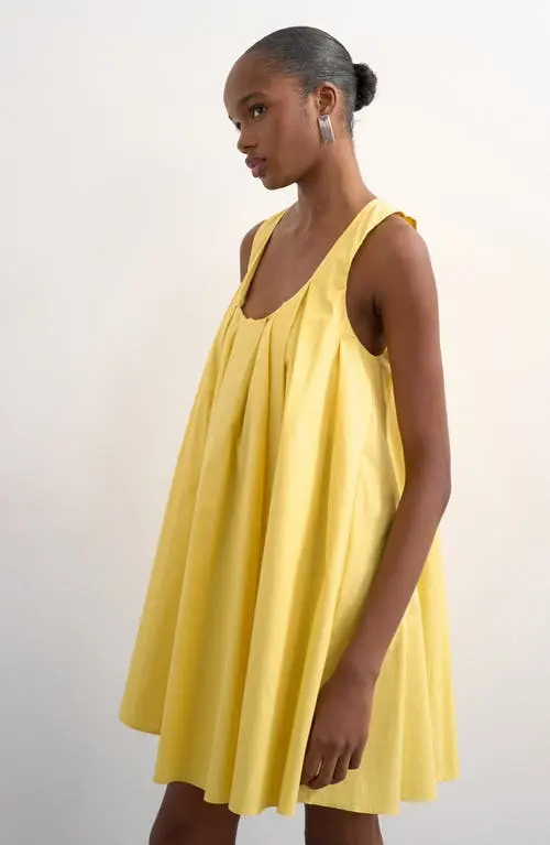 Topshop Pleated Cotton Trapeze Mini Sundress