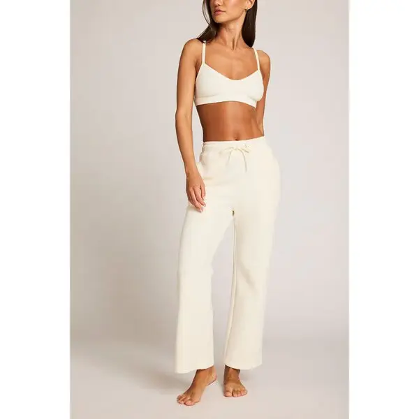 NEGATIVE UNDERWEAR Waffle Knit Cropped Track Pant - Cream