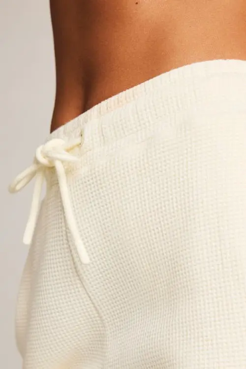 NEGATIVE UNDERWEAR Waffle Knit Cropped Track Pant - Cream