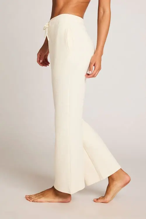 NEGATIVE UNDERWEAR Waffle Knit Cropped Track Pant - Cream