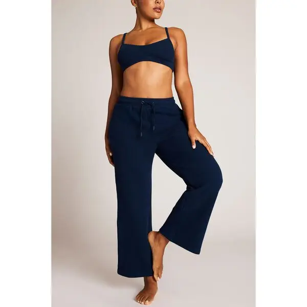 NEGATIVE UNDERWEAR Waffle Knit Cropped Track Pant - Navy