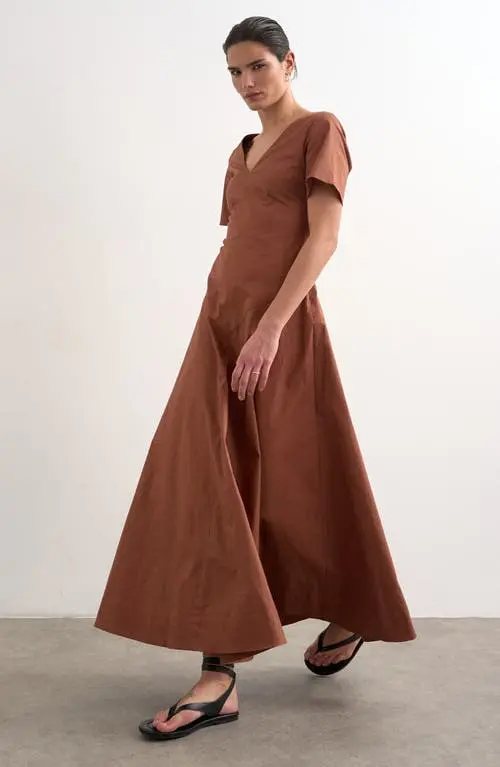 Topshop Seamed V-neck A-line Midi Dress