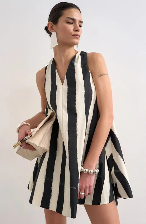 Topshop Stripe Halter Neck Trapeze Minidress