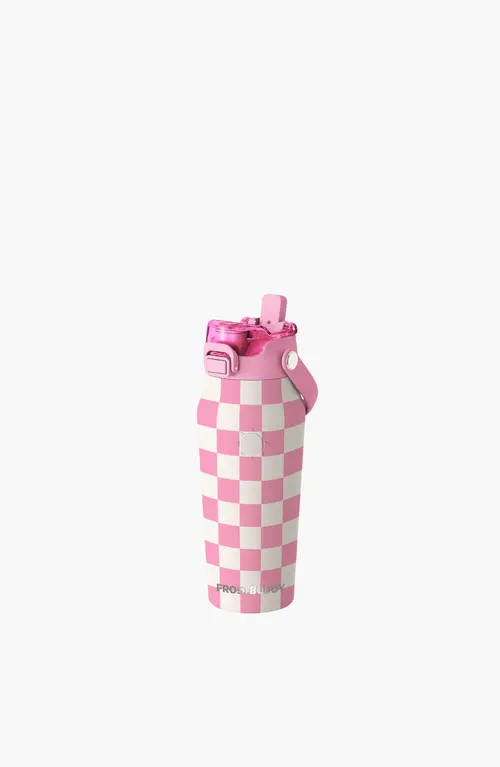 FROST BUDDY Buddy Water Bottle 16oz - Pink Checkered