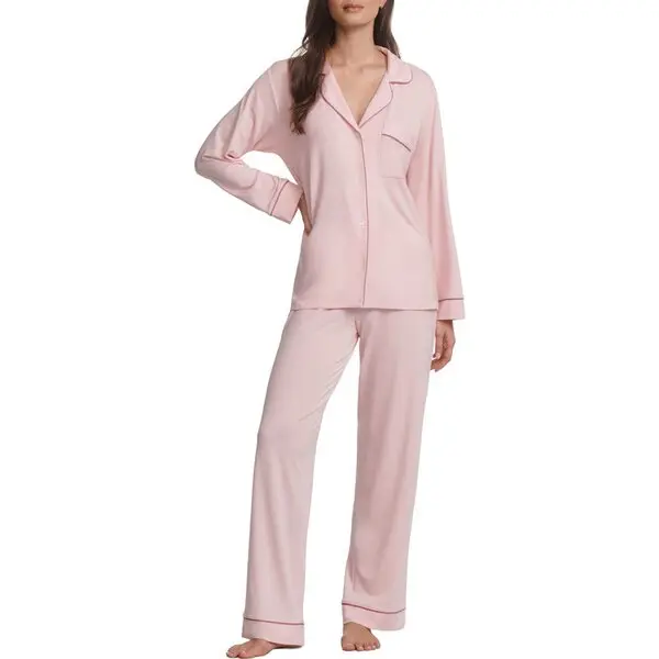 Eberjey Gisele Jersey Pajamas - Pale Pink/fig