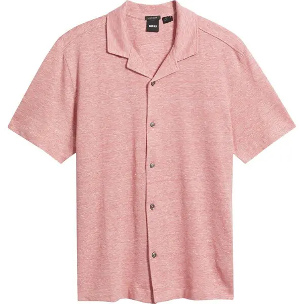 BOSS Powell Button Front Shirt - Medium Red