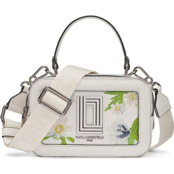 Karl Lagerfeld Paris Simone Floral Emboridery Crossbody - White Multi