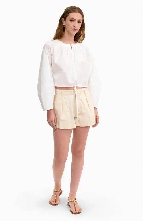 Rebecca Taylor Brielle Cropped Poplin Blouse - Ivory