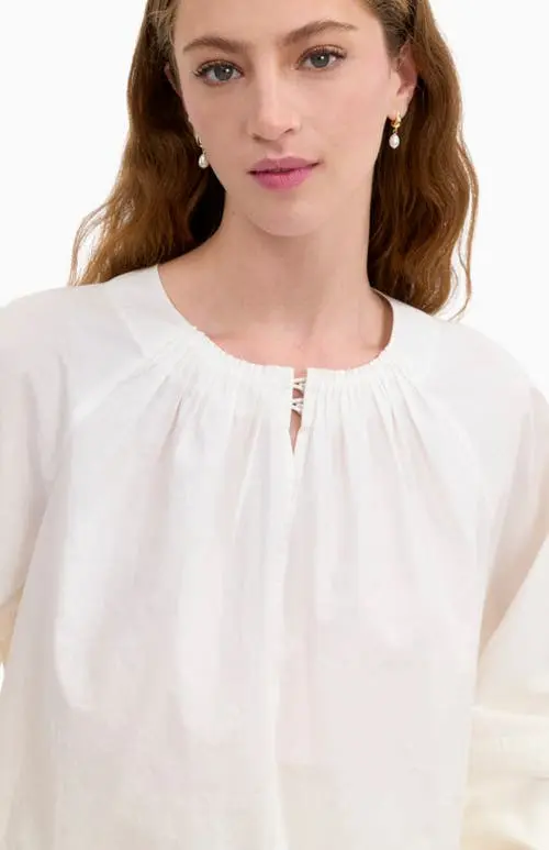 Rebecca Taylor Brielle Cropped Poplin Blouse - Ivory