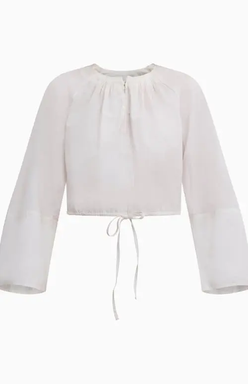 Rebecca Taylor Brielle Cropped Poplin Blouse - Ivory