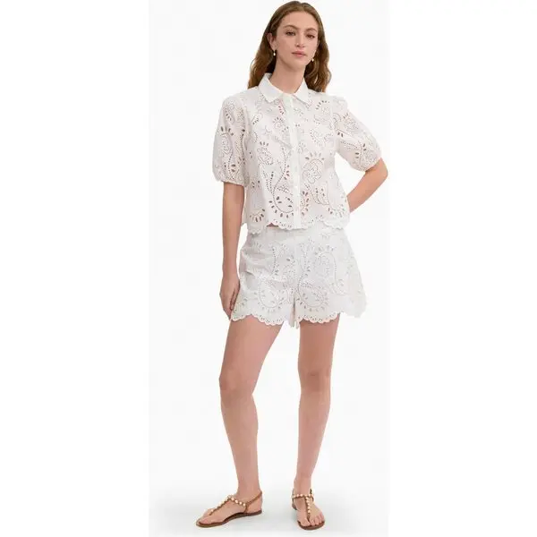 Rebecca Taylor Brielle Poplin Eyelet Shirt