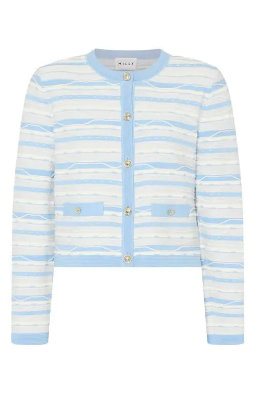 MILLY Skye Stripe Cardigan - Blue Multi