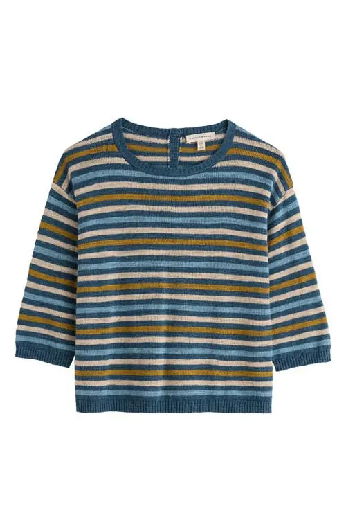 SEASALT CORNWALL Knavock Stripe Organic Cotton & Linen Sweater - Mini Cornish Dusk