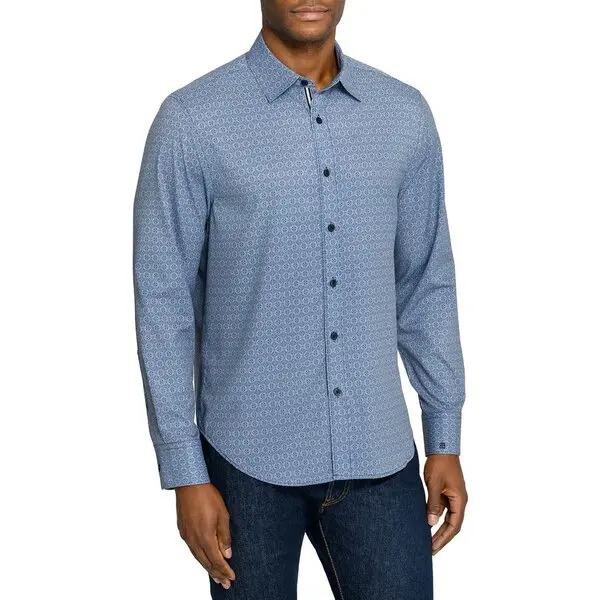 BROOKLYN BRIGADE Marcy Mosaic Long Sleeve Performance Shirt - Navy/blue
