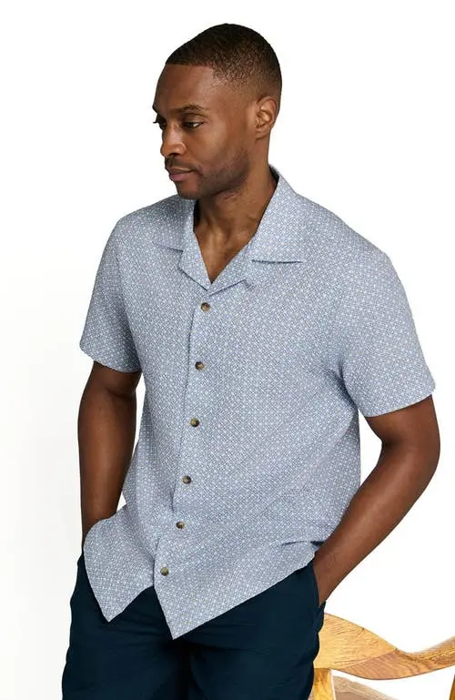 BROOKLYN BRIGADE Diamond Gem Short Sleeve Seersucker Camp Shirt - Grey