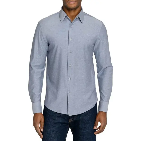 BROOKLYN BRIGADE Solid Mapleton Luxe Cross Dyed Long Sleeve Shirt - Lt Blue