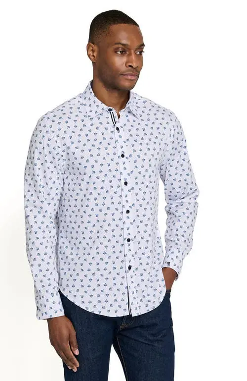 BROOKLYN BRIGADE Long Sleeve Performance Shirt - White/blue