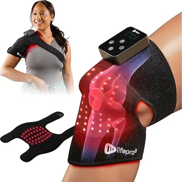 LIFEPRO Red Light Therapy Knee Massager 660nm & 850nm Infrared Led Knee Brace Device - Rechargable