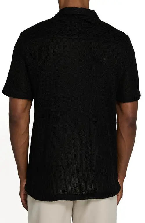 BROOKLYN BRIGADE Bedford Crochet Camp Shirt - Black