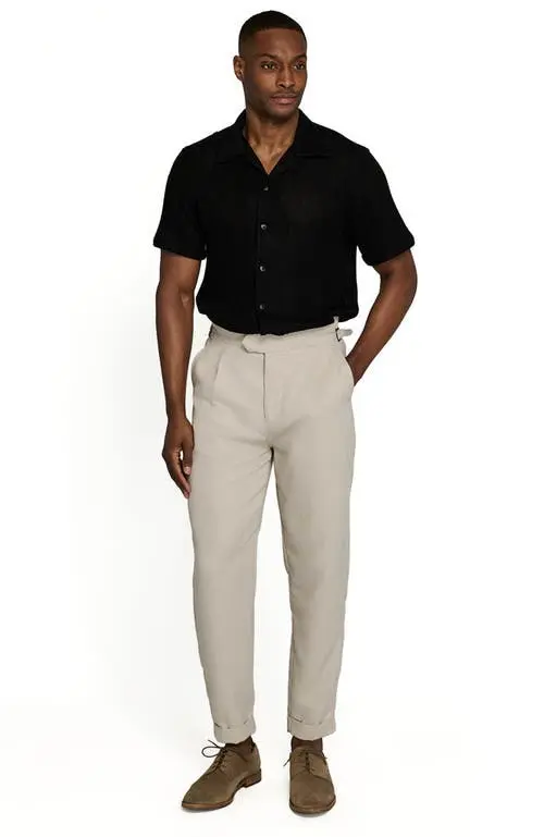 BROOKLYN BRIGADE Bedford Crochet Camp Shirt - Black