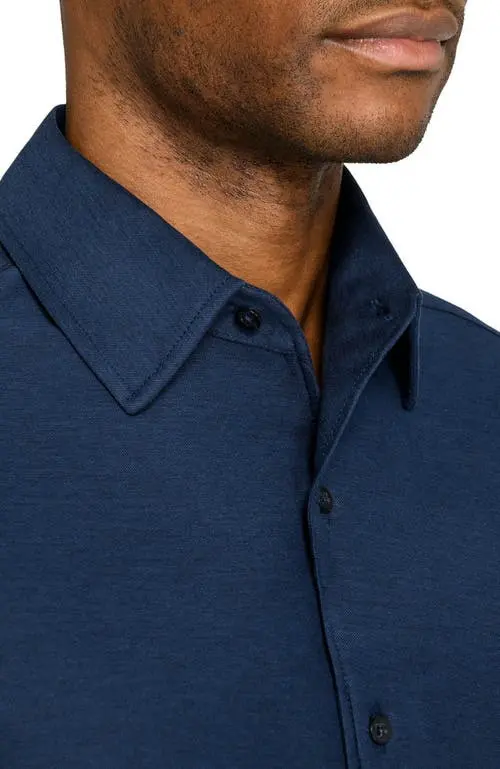 BROOKLYN BRIGADE Solid Mapleton Luxe Cross Dyed Short Sleeve Shirt - Navy