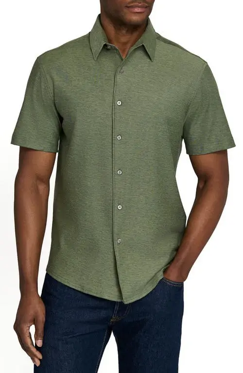 BROOKLYN BRIGADE Solid Mapleton Luxe Cross Dyed Short Sleeve Shirt - Olive