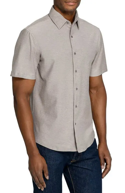 BROOKLYN BRIGADE Solid Mapleton Luxe Cross Dyed Short Sleeve Shirt - Tan