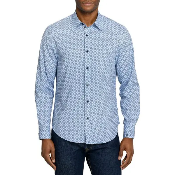 BROOKLYN BRIGADE Courtyard Mosiac Long Sleeve Performance Shirt - Navy/blue