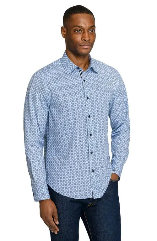 BROOKLYN BRIGADE Courtyard Mosiac Long Sleeve Performance Shirt - Navy/blue